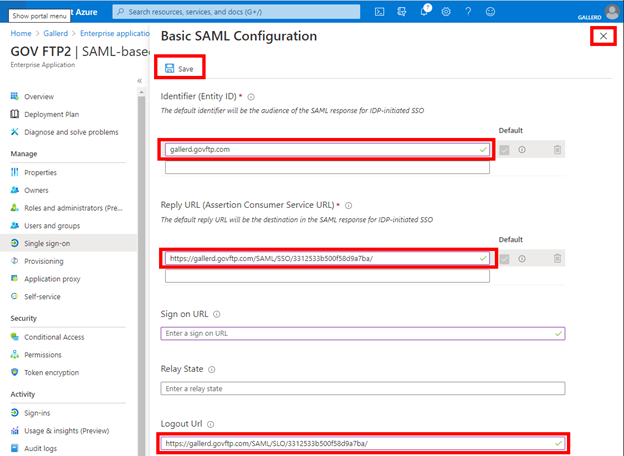 Azure AD SAML